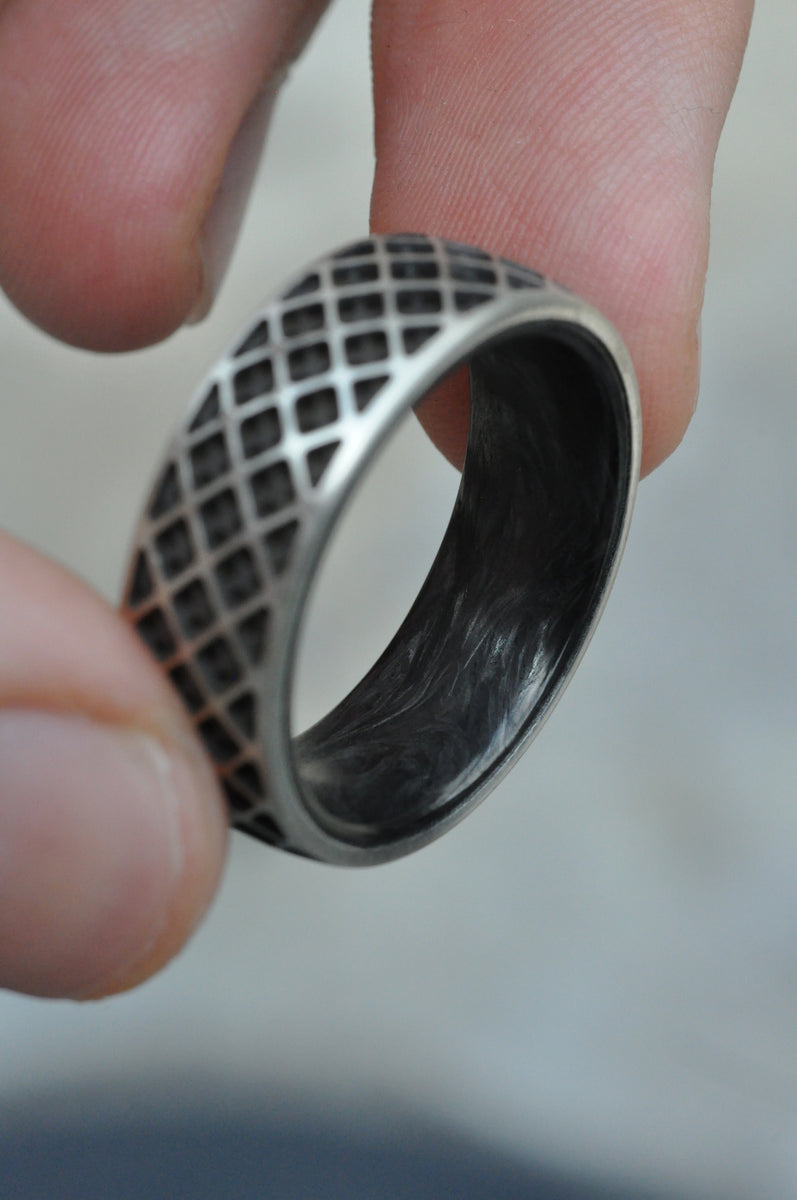 Forged Carbon Grid Ring – Derek Lloyd Designs